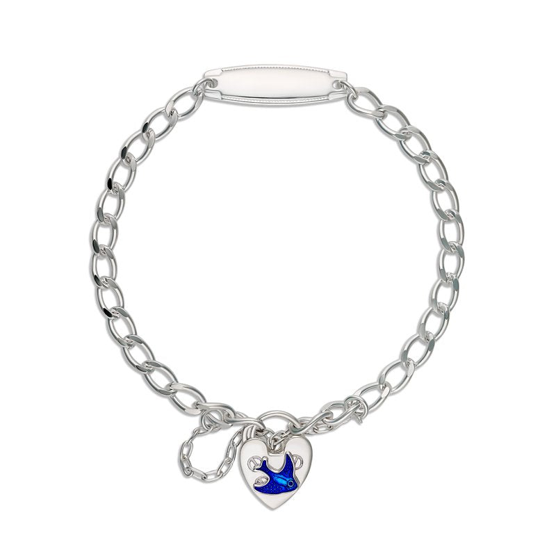 Brooklyn Bluebird Diamond Cut Round Curb Bracelet with ID Silver ...