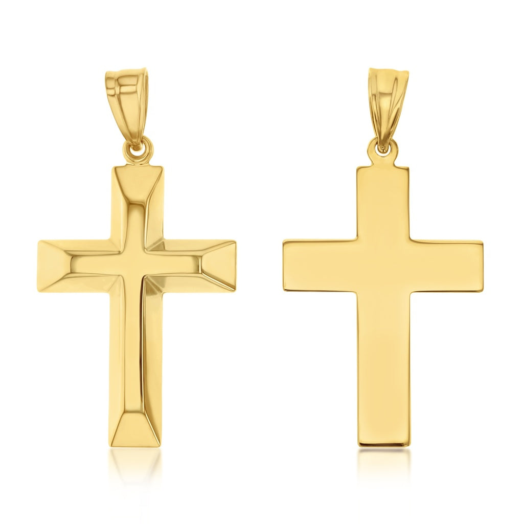 9Y Bevelled Edge Plain Cross – Annys Jewellers
